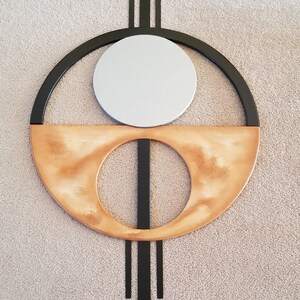 Mid Century Modern Circle Contemporary Wood and Metal Circle Wall Art ...