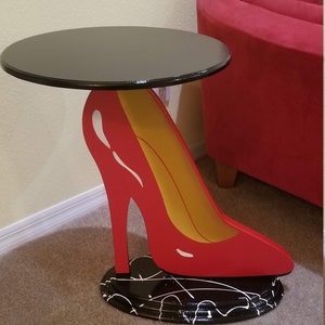 Unique 3D Look Red Shoe Table Floor Sculpture - High Heel Table ...