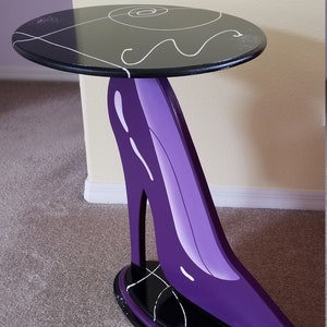 Unique PURPLE Shoe Table- Purple Table Sculpture- Purple Shoe Sculpture ...