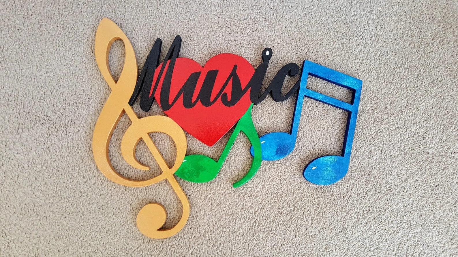 Music Wall Sculpture, Music Notes Wall Art, Clef Wall Decor, I Heart ...