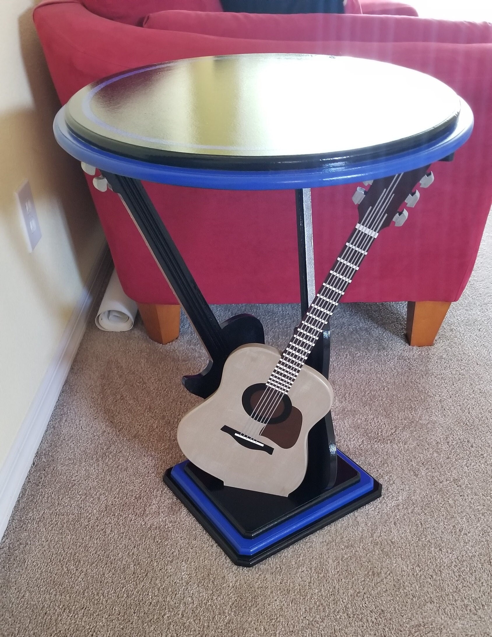 Unique Handmade 3 Guitar Table, Music Table, Guitar Sculpture End Table ...