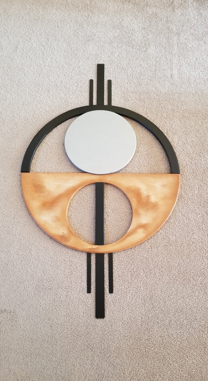 Mid Century Modern Circle Contemporary Wood and Metal Circle - Etsy