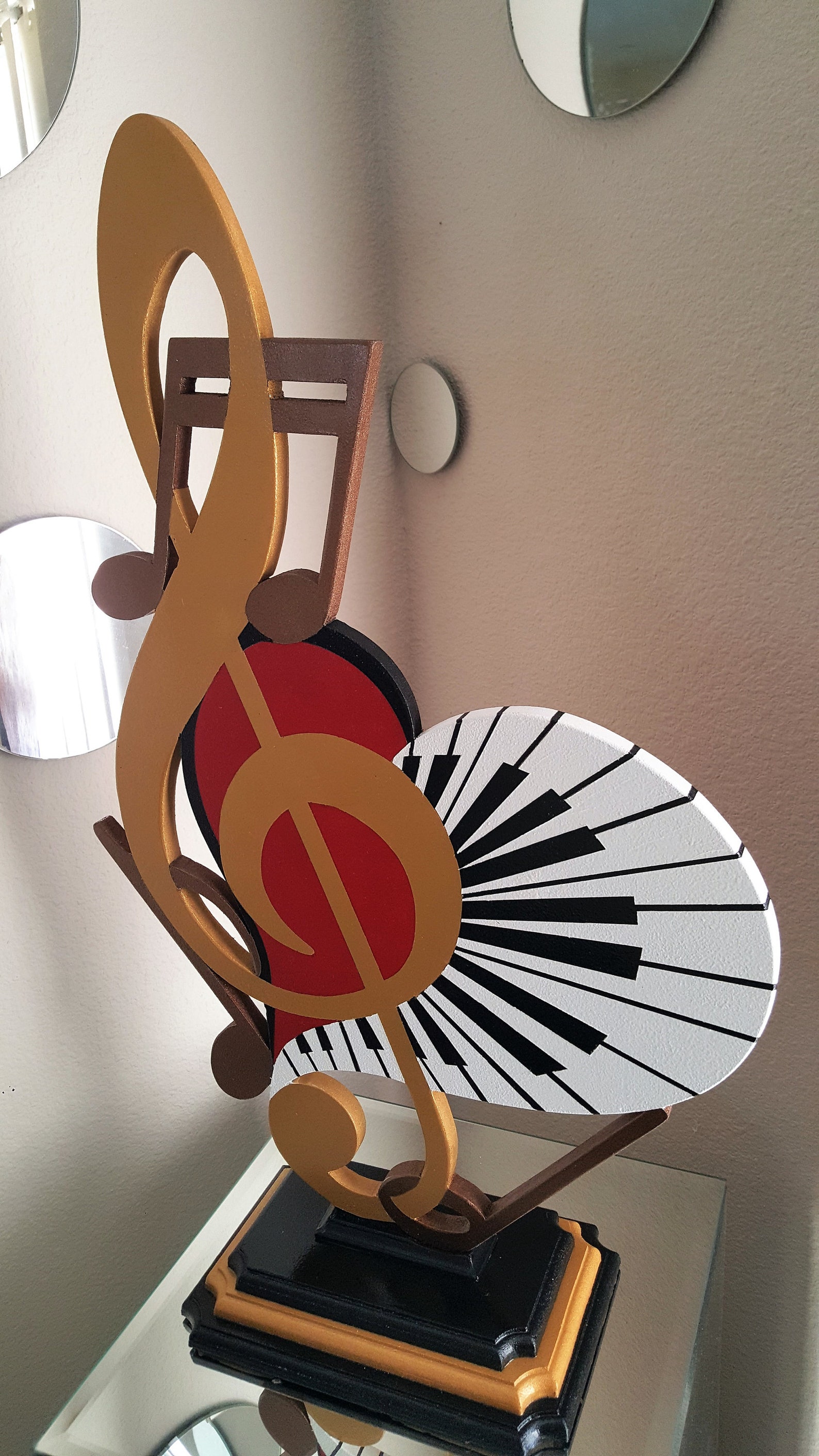 Music Sculpture Gold Clef and Heart Music Tabletop Sculpture - Etsy