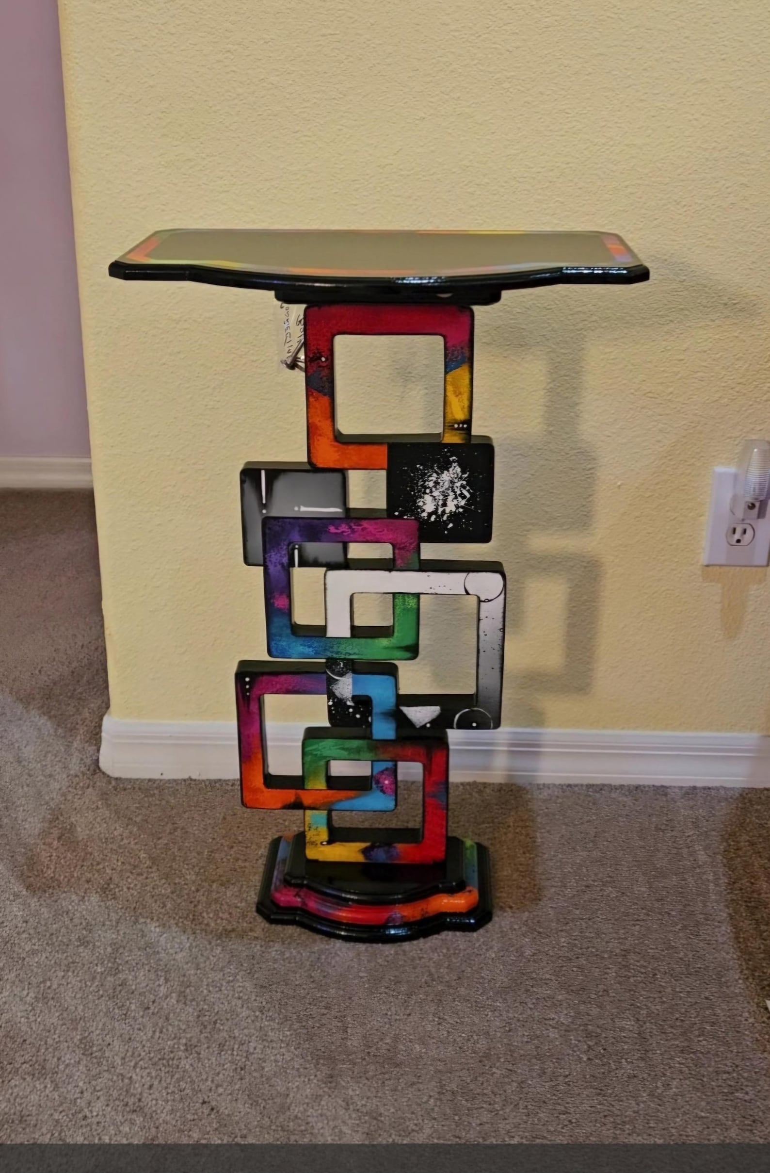 End Table, Scenic Views Color Block Abstract Table, Colorful Table ...