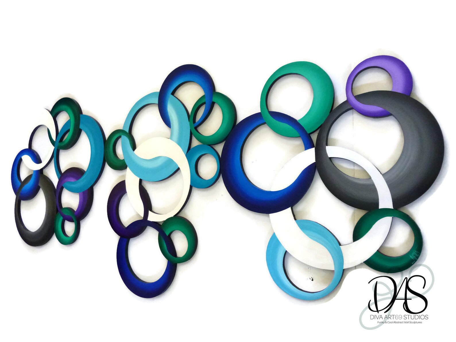 Blueberry Circle Wall Décor, Blue Wall Sculpture, Contemporary Modern ...