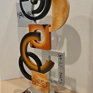 Contemporary Abstract Tabletop Sculpture, Geometric Design Table ...