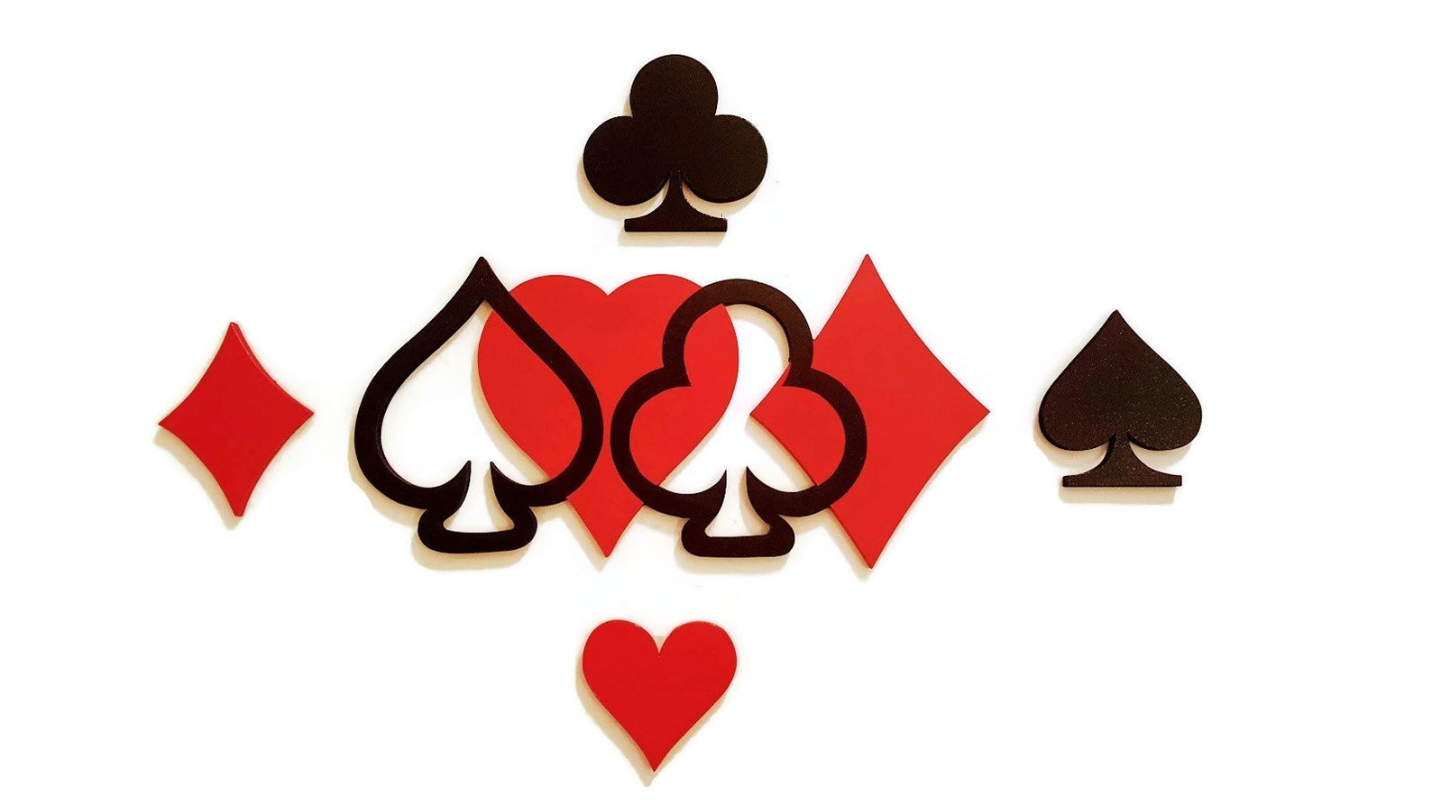 Contemporary Red Black Cards Wall Art 5 Piece Suits Themed - Etsy