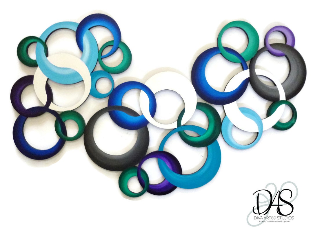 Blueberry Circle Wall Décor, Blue Wall Sculpture, Contemporary Modern ...