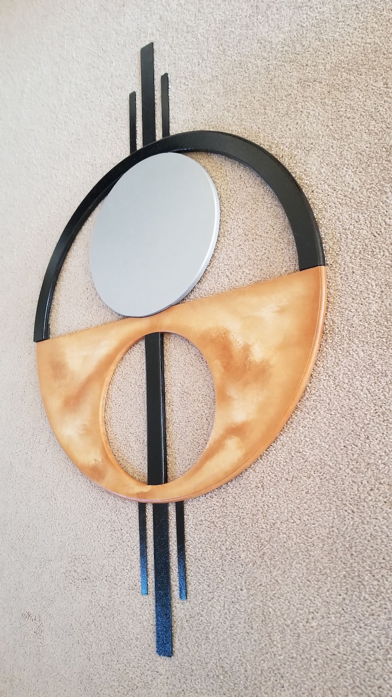 Mid Century Modern Circle - Contemporary Wood and Metal Circle Wall Art ...