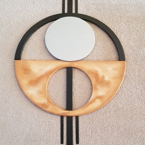 Mid Century Modern Circle Contemporary Wood and Metal Circle Wall Art ...