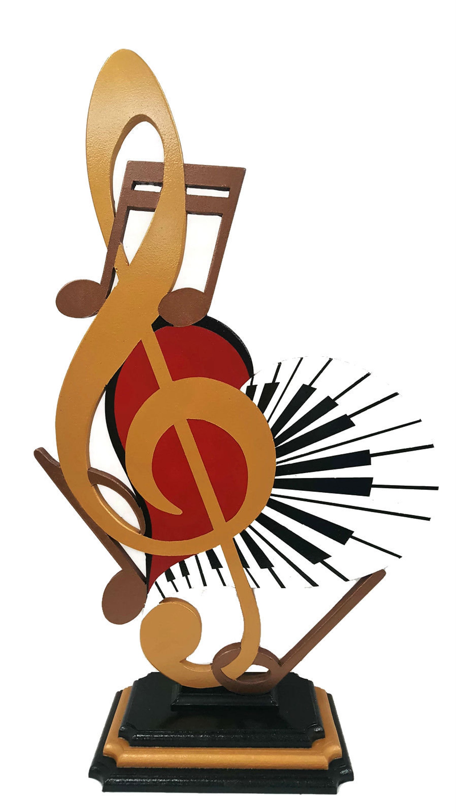Music Sculpture Gold Clef and Heart Music Tabletop Sculpture - Etsy