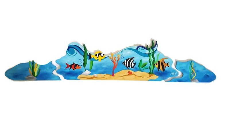 3 Piece Ocean Water Fish Theme Wood Wall Art Large Ocean - Etsy