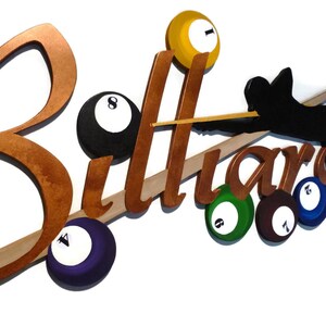 Handmade Billiards Wall Sculpture: Game Room Decor, Pool Hall Art by ...
