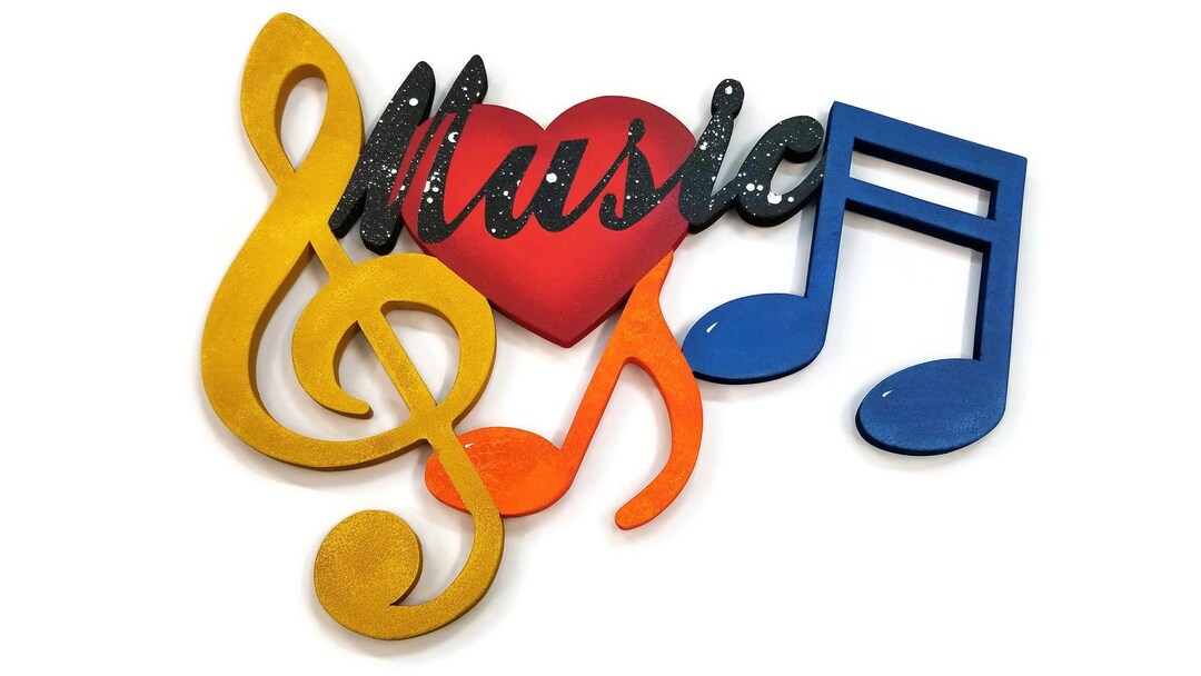 Music Wall Hanging, Music Notes Wall Art, G Clef Wall Art, I Heart ...