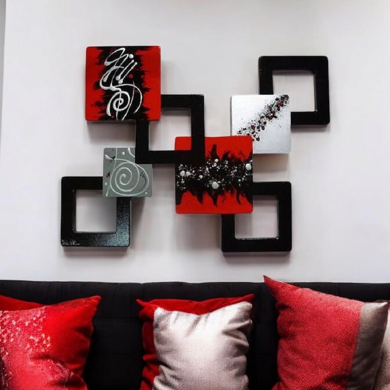 Wall Sculpture Modern Red - Etsy