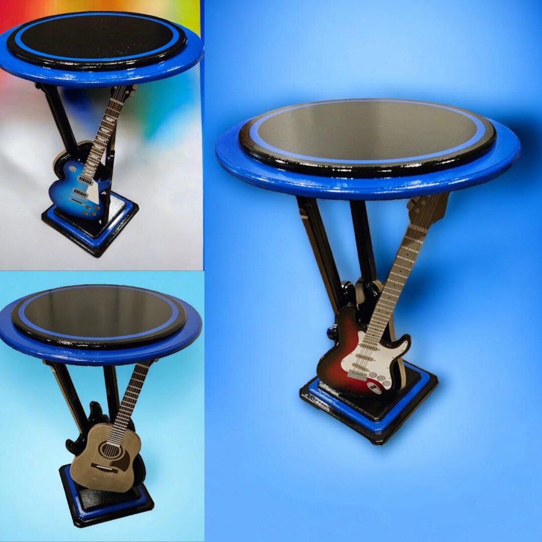 Unique Handmade 3 Guitar Table, Music Table, Guitar Sculpture End Table ...