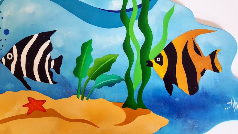 3 Piece Ocean Water Fish Theme Wood Wall Art Large Ocean - Etsy