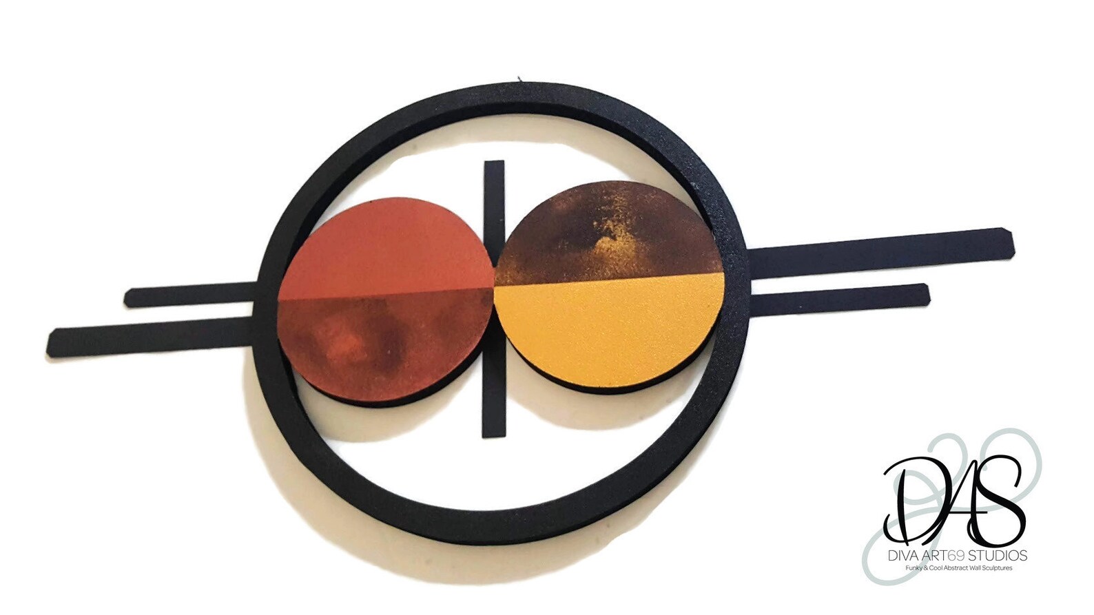 Modern Circle Wood and Metal Wall Hanging Mid Century Circle | Etsy