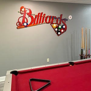 Red Billiards Wall Sculpture, Purple Contemporary Billiards Wall Art ...