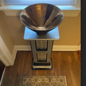 Silver and Black Modern Pedestal Stand, Art Display Sculpture Stand ...