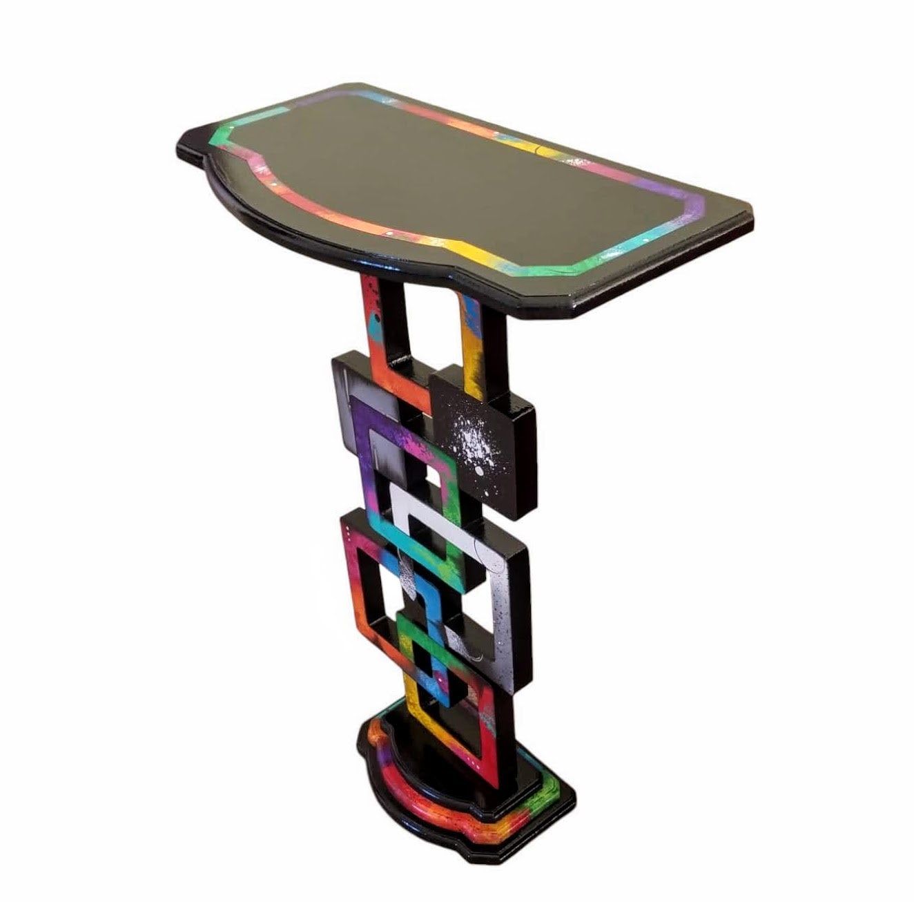End Table, Scenic Views Color Block Abstract Table, Colorful Table ...