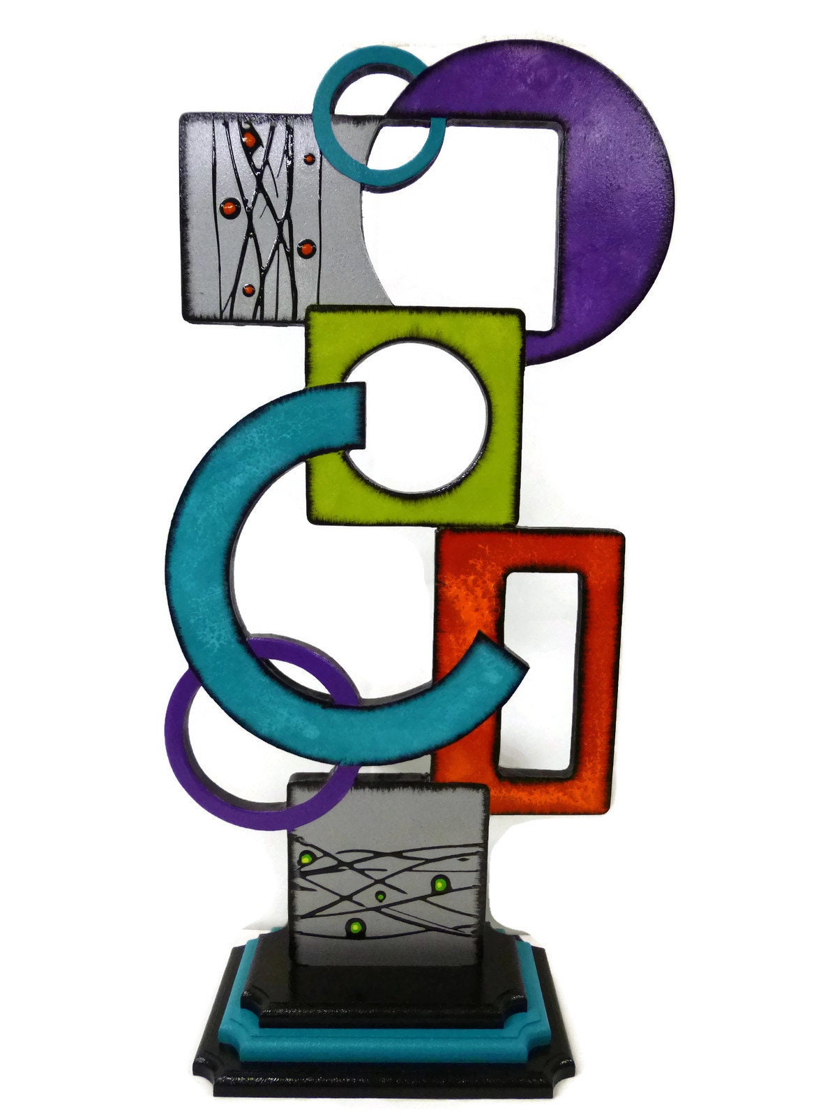 Unique Abstract Table Sculpture Colorful Geometric Table | Etsy