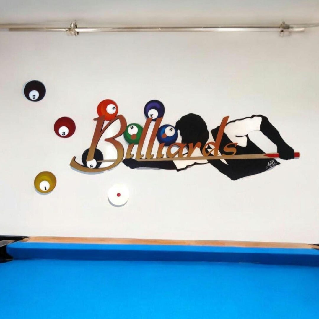 Contemporary Billiards Wood Wall Decor, Wall Sculpture, Take the Shot ...