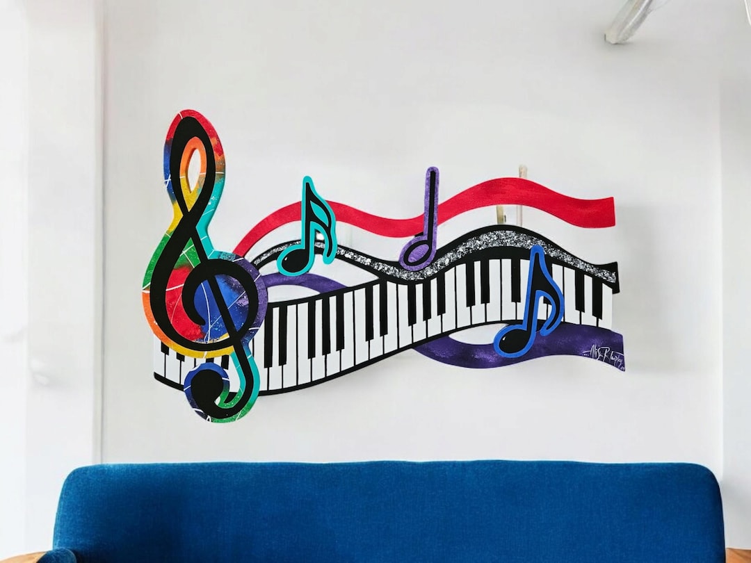 Colorful G Clef Music Keys & Notes Abstract Wall Sculpture, Music ...