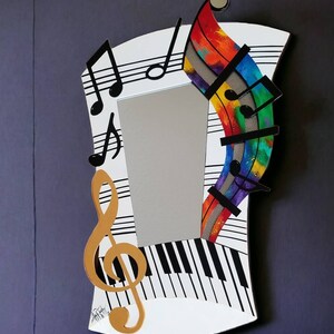 The Art of Music Mirror Wall Art, Abstract Music Mirror, Piano Keys ...