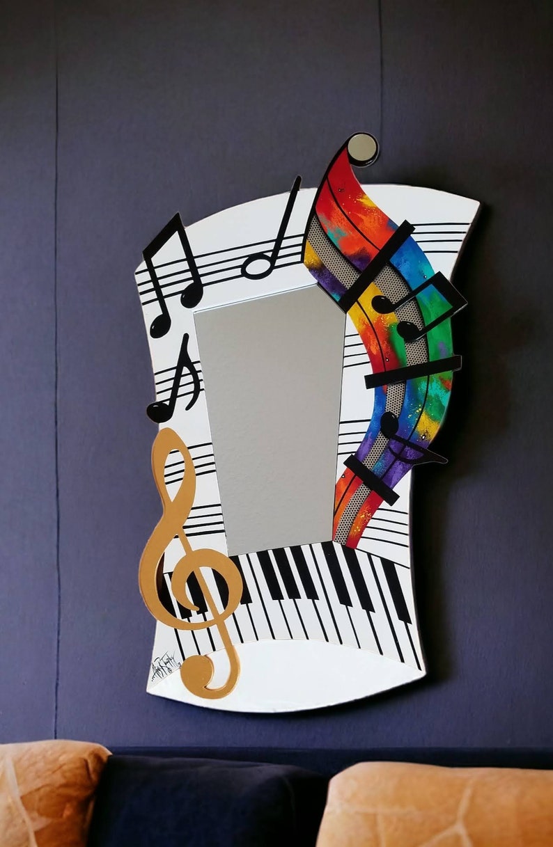 The Art of Music Mirror Wall Art, Abstract Music Mirror, Piano Keys ...