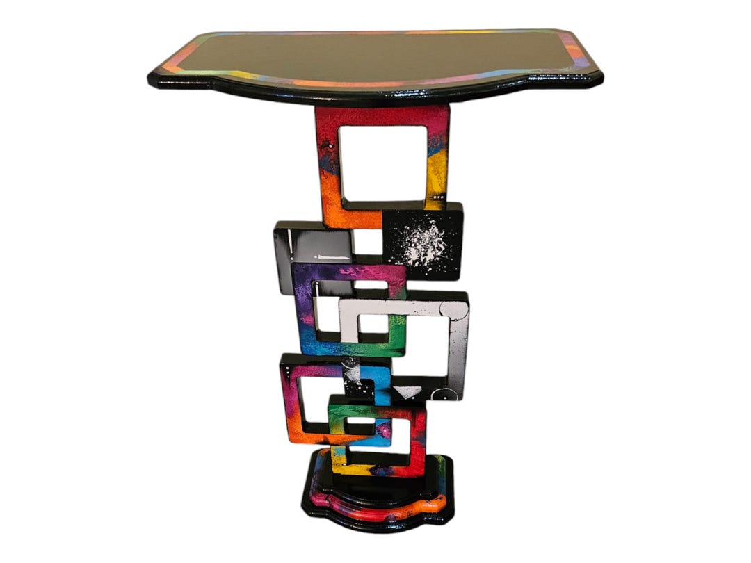End Table, Scenic Views Color Block Abstract Table, Colorful Table ...