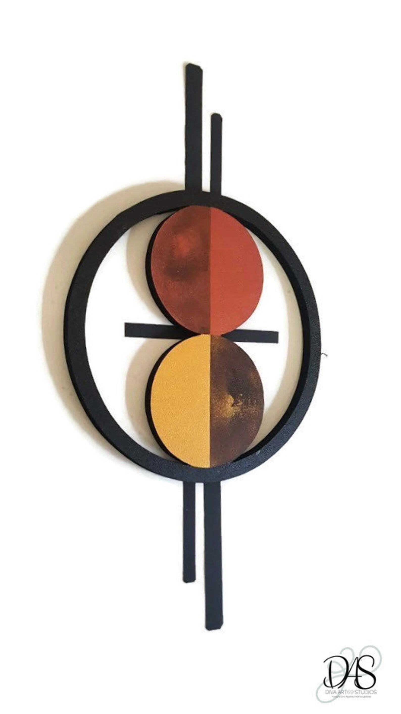 Modern Circle Wood and Metal Wall Hanging Mid Century Circle | Etsy