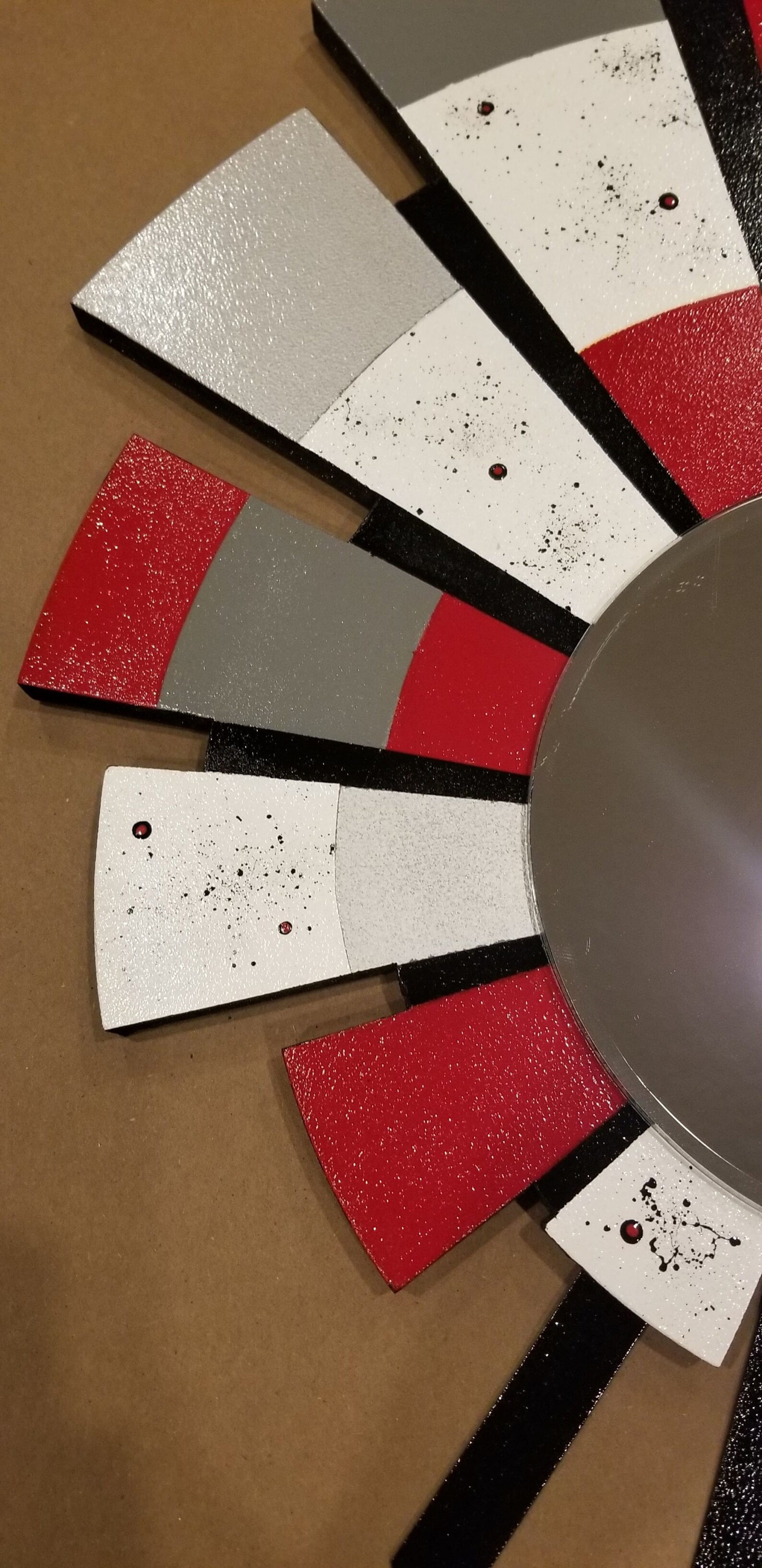 Contemporary Abstract Red N Grey Maya Fan Mirror 29x19 Mirror - Etsy