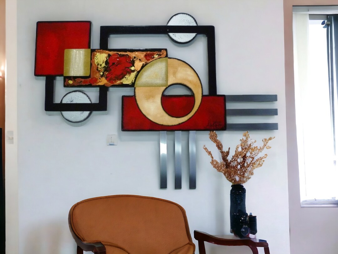 Textured Geometric Abstract Art, Contemporary Wall Sculpture, Modern ...
