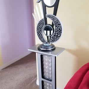 Unique Contemporary Modern Silver Stand Set With Grey and Black ...