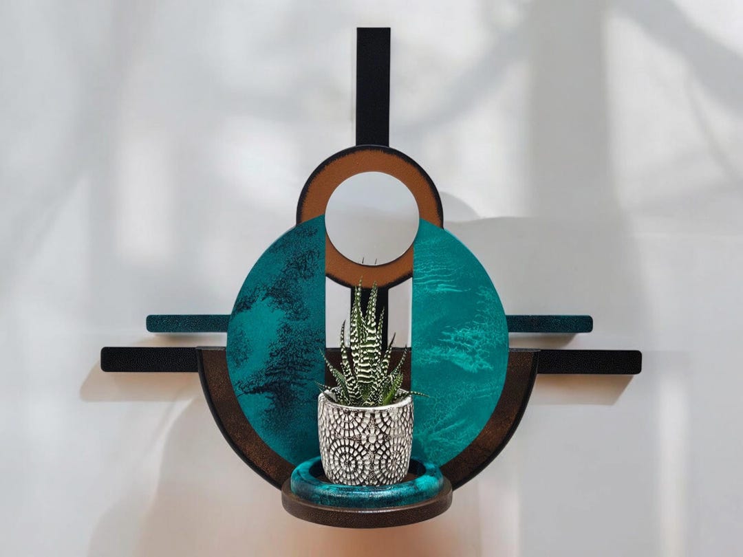 Teal Aqua Candle Wall Sconce: Handmade Wood & Metal Art by Alisa - Etsy