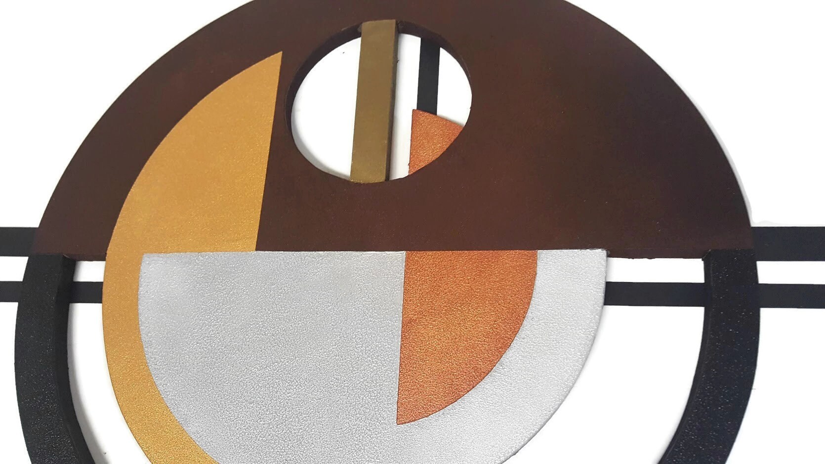 Mid Century Modern Circle Wall Decor Wood Wall Art Metal | Etsy