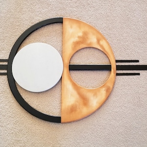 Mid Century Modern Circle Contemporary Wood and Metal Circle Wall Art ...