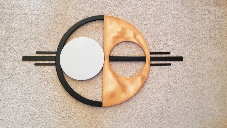 Mid Century Modern Circle Contemporary Wood and Metal Circle - Etsy