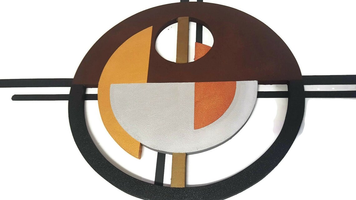 Mid Century Modern Circle Wall Decor Wood Wall Art Metal - Etsy