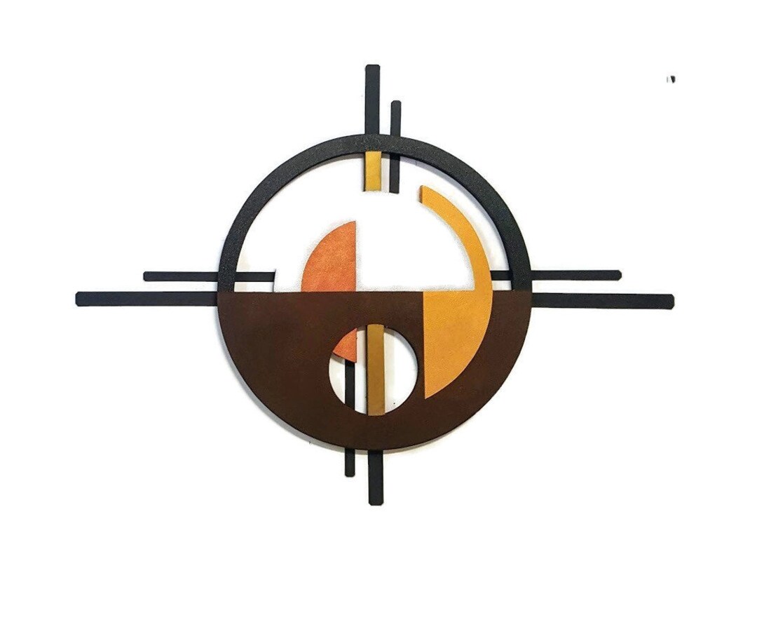 Mid Century Modern Circle Wall Decor, Wood Wall Art, Metal Art. Circle ...