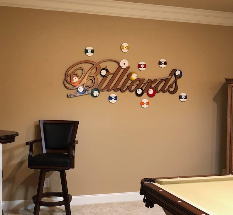 Stylized Billiards Wall Sculpture- Unique Billiards Wood Wall Art, 7 ...