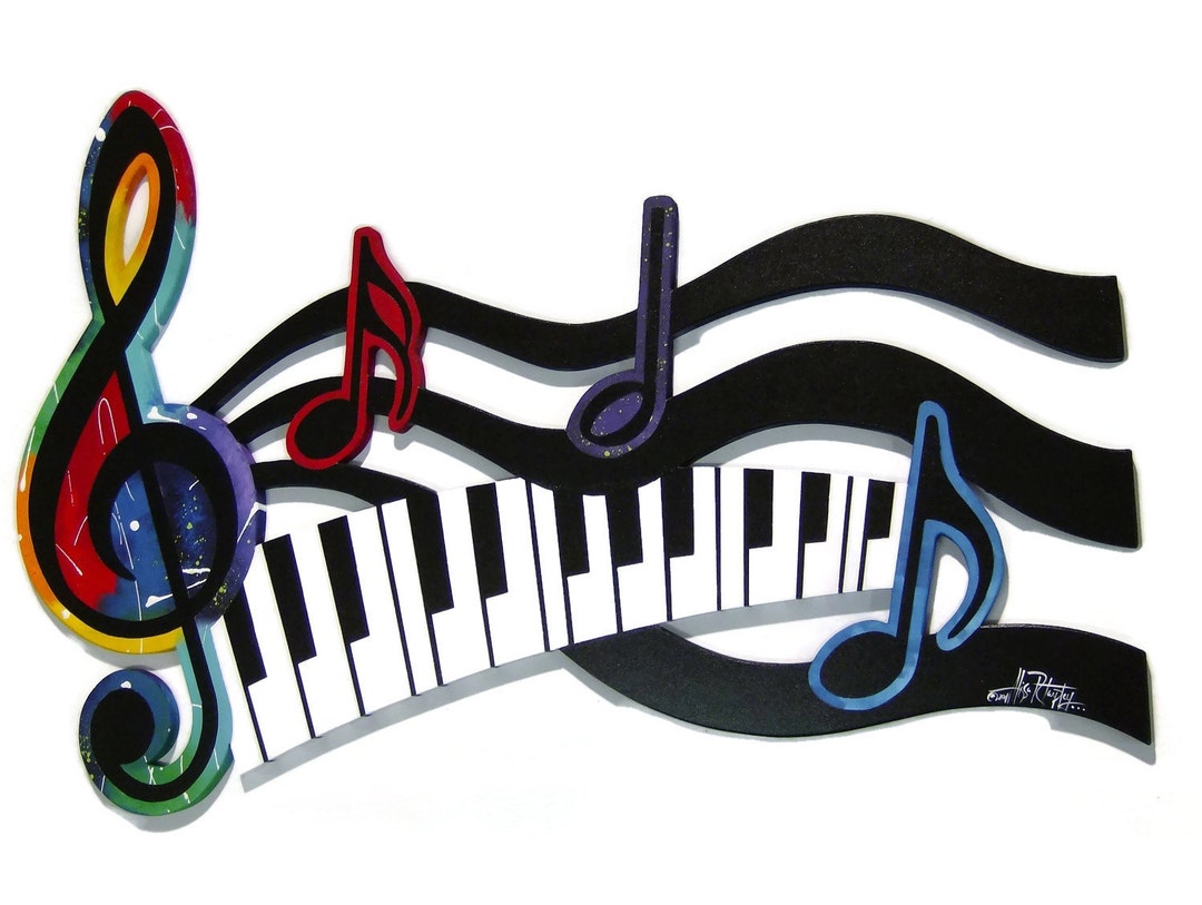 Colorful G Clef Music Keys & Notes Abstract Wall Sculpture, Music ...
