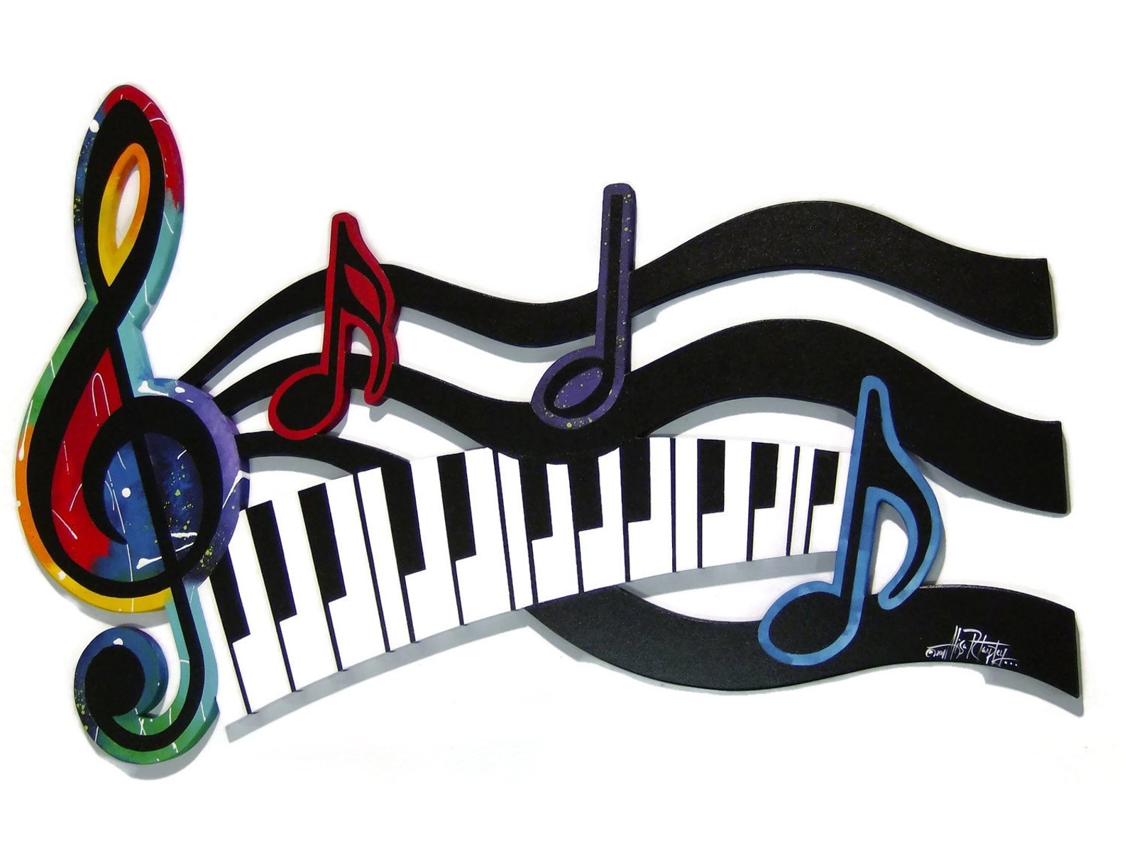 Colorful G Clef Music Keys & Notes Abstract Wall Sculpture | Etsy