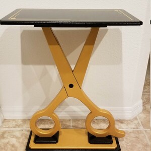 Unique 3D Barber Scissor Table, Gold and Black Sculpture End Table ...