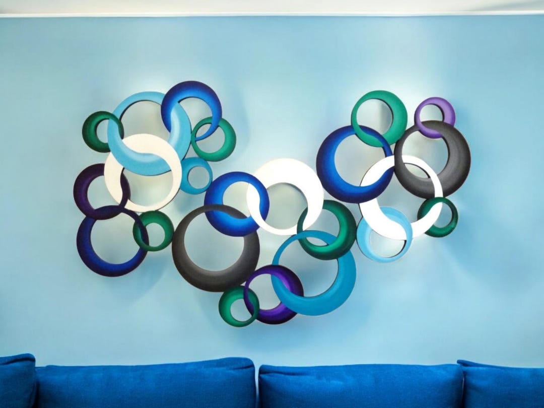 Modern Circle Wall Décor, Wood Wall Decor. Blueberry Bubble Wall ...