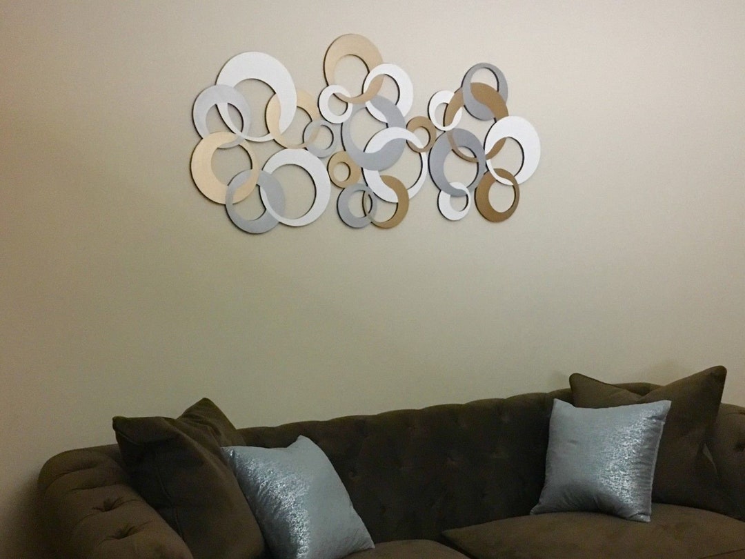 3-piece Metallic Bubble Circle Wood Wall Art, Circle Wall Sculptures ...