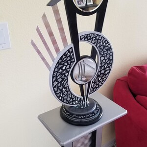 Unique Contemporary Modern Silver Stand Set With Grey and Black ...