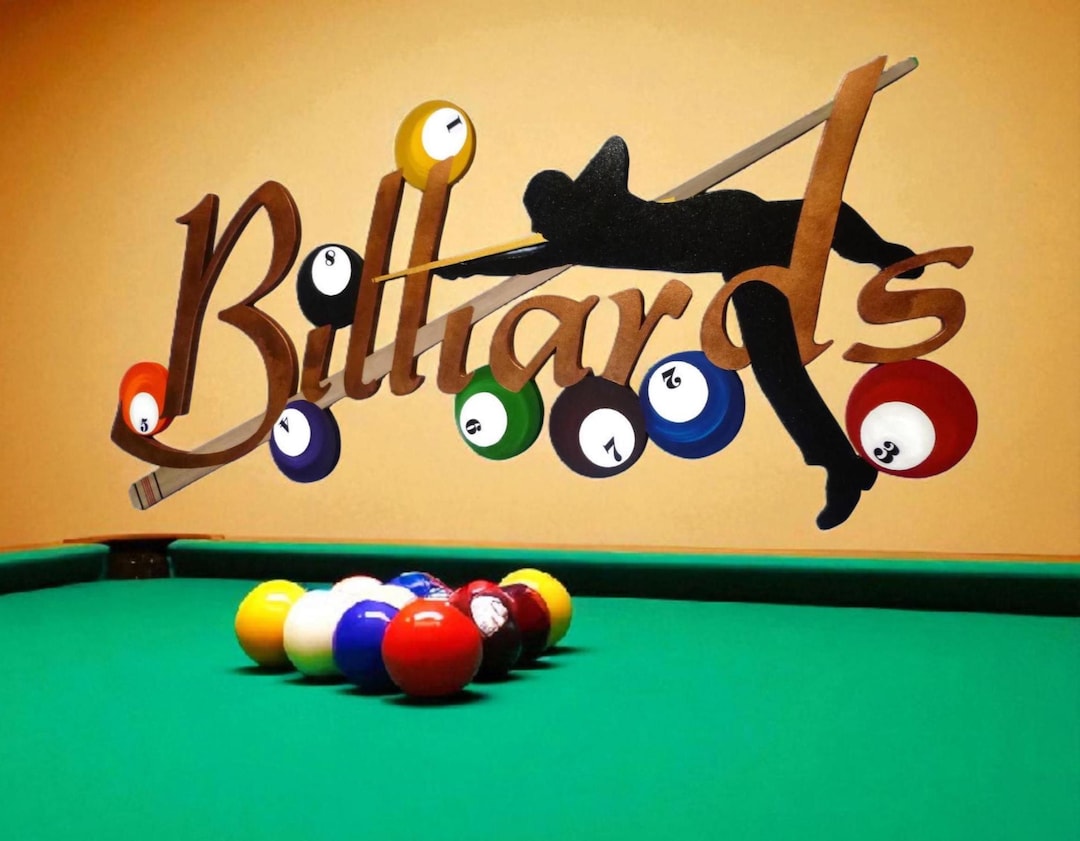 Handmade Billiards Wall Sculpture: Game Room Decor, Pool Hall Art by ...