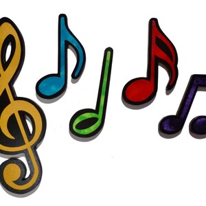 Colorful Large Music Notes Wood Wall Sculpture, Set of 5 Music Wall ...